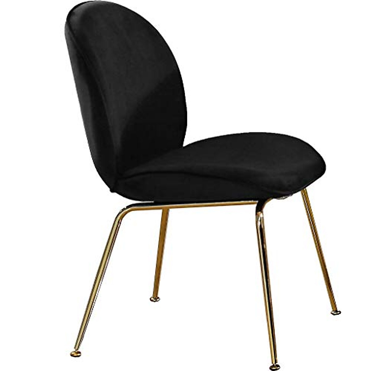 Meridian Furniture Paris Collection Modern | Contemporary Velvet Upholstered Dining Chair with Polished Gold Metal Legs, Set of 2, 19.5" W x 25" D x 34.5" H,