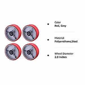 5"X 2" Heavy Duty Casters Wheels - Industrial Caster Wheels Polyurethane Caster Wheel with Strong Load-Bearing Capacity 4000 LB, Heavy Duty casters Wheel -Set of 4, Widely Used in Tool Box,Trail Jack
