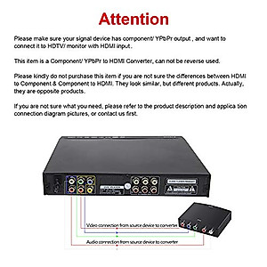 Component to HDMI Converter, MISOTT 1080P YPbPr to HDMI Converter, 5RCA RGB to HDMI Converter, Component Input HDMI Output Adapter