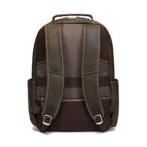 Taertii Full Grain Genuine Leather Backpack for Men, 16" Laptop Rucksack Backpack for Travel Business Shool 32L - Brown