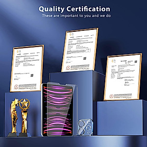 QHOHQ [2+2 Pack] Tempered Glass Screen Protector for iPad Pro 12.9 2022/2021/2020 (6th/5th/4th Generation) with Camera Lens Protector, Ultra HD, Anti-Scratch, Designed for Face ID＆Apple Pencil