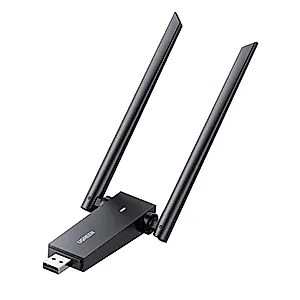 UGREEN USB WiFi Adapter for Desktop PC Laptop AC1300 5dBi High Gain Dual Antennas 164ft Wide Range 5G 2.4G Dual Band USB 3.0 WiFi Dongle Wireless Network Adapter Support Windows 11/10/8.1/8/7