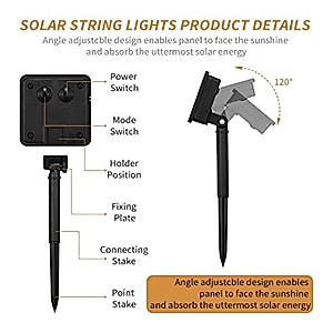 Solar String Lights Outdoor 2 Pack 100 LED 33ft IP65 Waterproof Solar Fairy Lights, 8 Modes Solar Powered String Lights for Porch Balcony Garden Patio Wedding Party Christmas Decoration (Warm White)