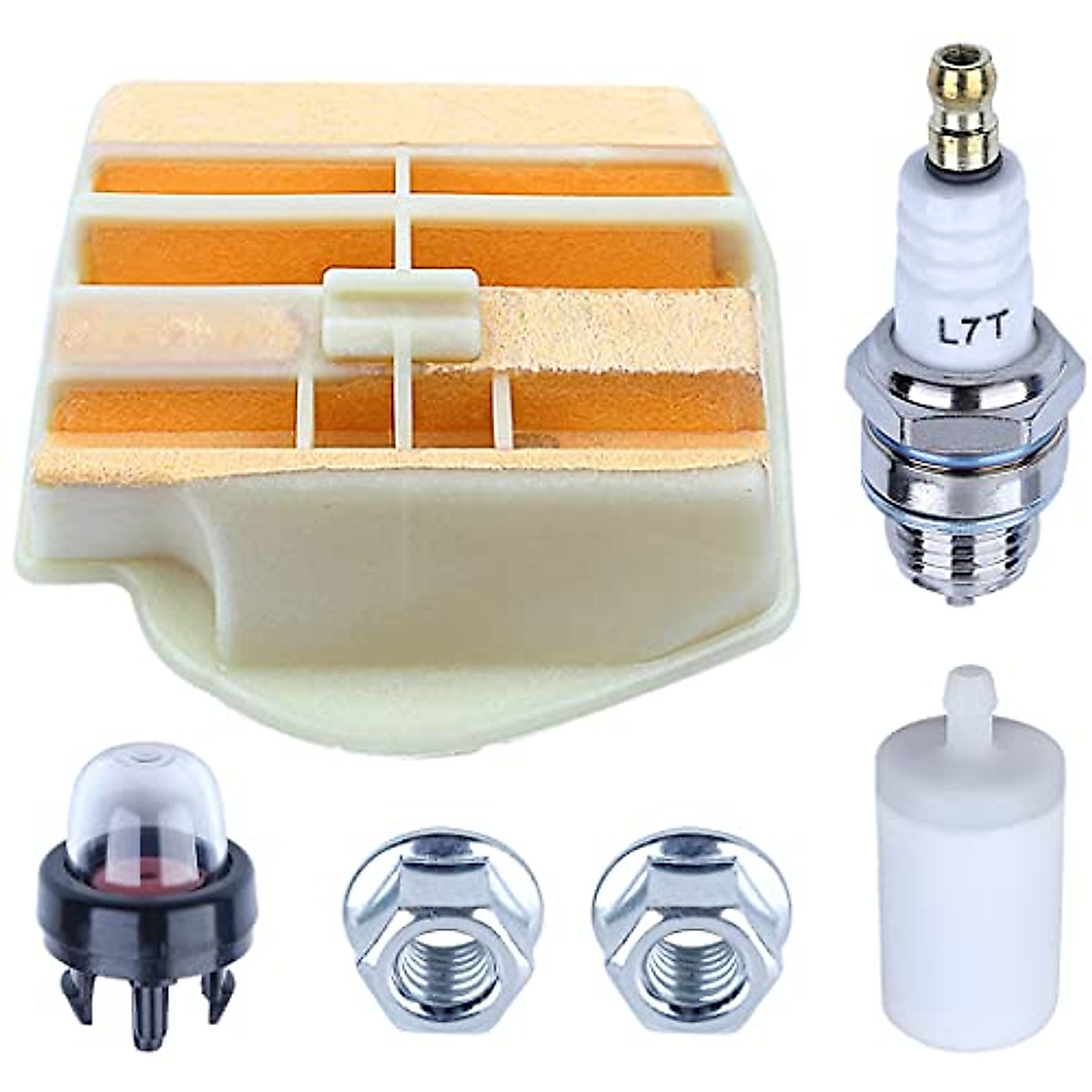 Adefol Chainsaw Air Filter Tune Up Kit For Husqvarna 450 Rancher 450 e II 445E II with Fuel Filter Spark Plug Primer Bulb Bar Nut Replacement Parts for 531309681 544080803 503443201