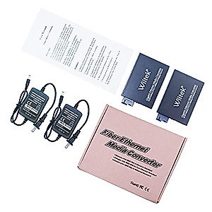 Wiitek 10/100/1000M Fiber Ethernet Media Converter, 10/100/1000Base-T/TX to 1000Base-FX Gigabit Bridging Converter, Single Fiber BIDI SC, SM, 1310nm/1550nm 20km, 1 Pair(A&B)