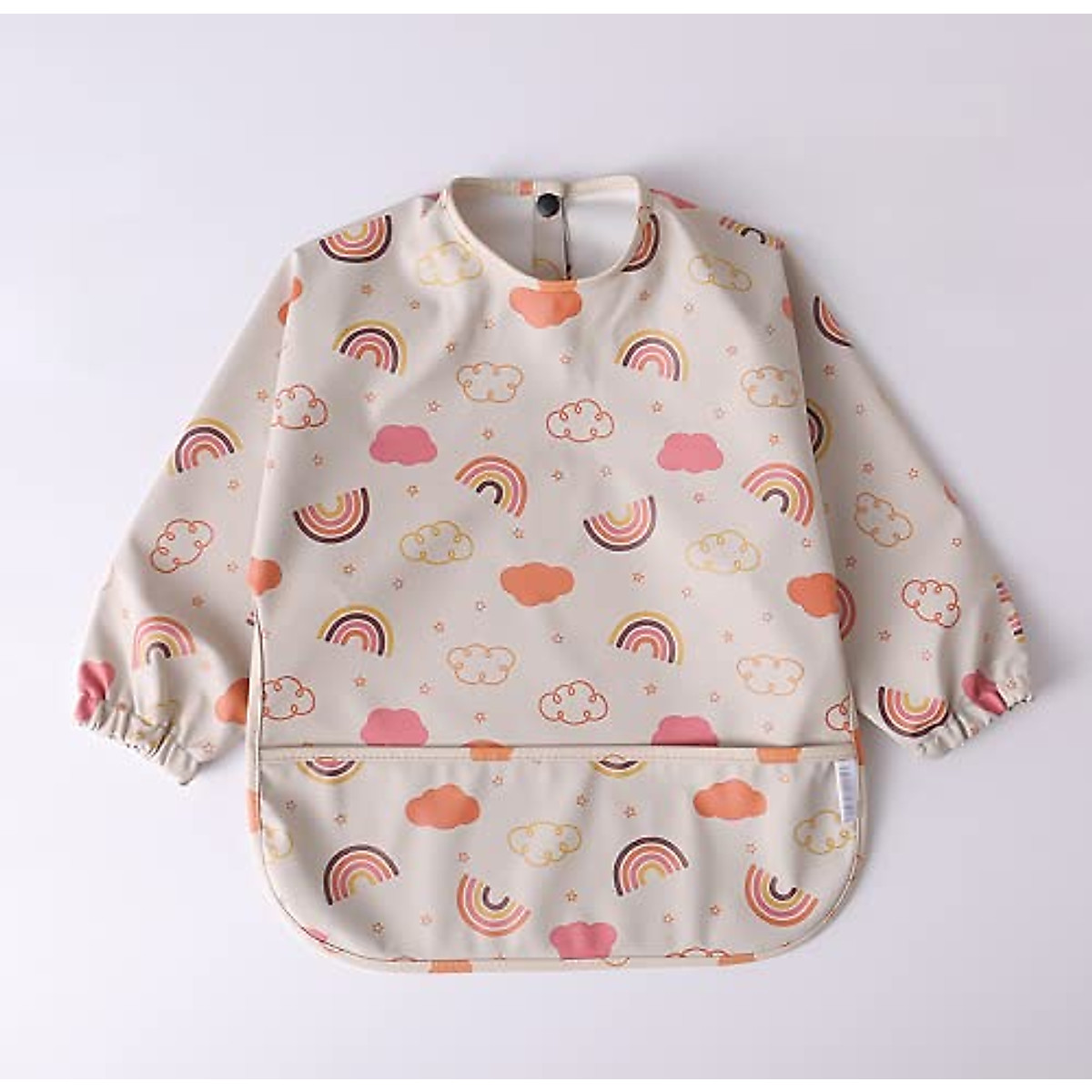 GZMM Waterproof Baby Bibs,Infant Toddler Long Sleeve Feeding Bib With Food Catcher,Easy Clean & Washable 2 Pack