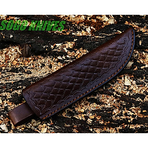 SOGO KNIVES Damascus Knife Making Kit DIY Handmade Knife Kit Includes Knife Blank Knife Steel Blade, Pins, Knife with Sheath, Handle Scales for Knife Making Supplies, Knife Steel (STEEL KNIFE KIT)