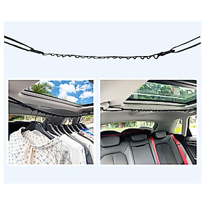 HoHpHq Car Clothes Hanger Bar 18 Rings - Travel Clothesline for Car Travel Hanger Telescopic - Cloth Racks for Coat Suit,SUV (Black), A20230610