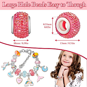 Cludoo Large Hole Glass Beads for Jewelry Making, 224PCS European Beads Bulk Mixed Color Spacer Beads with Rhinestones Lampwork Beads for DIY Craft Charms Bracelet Necklace Earring Making