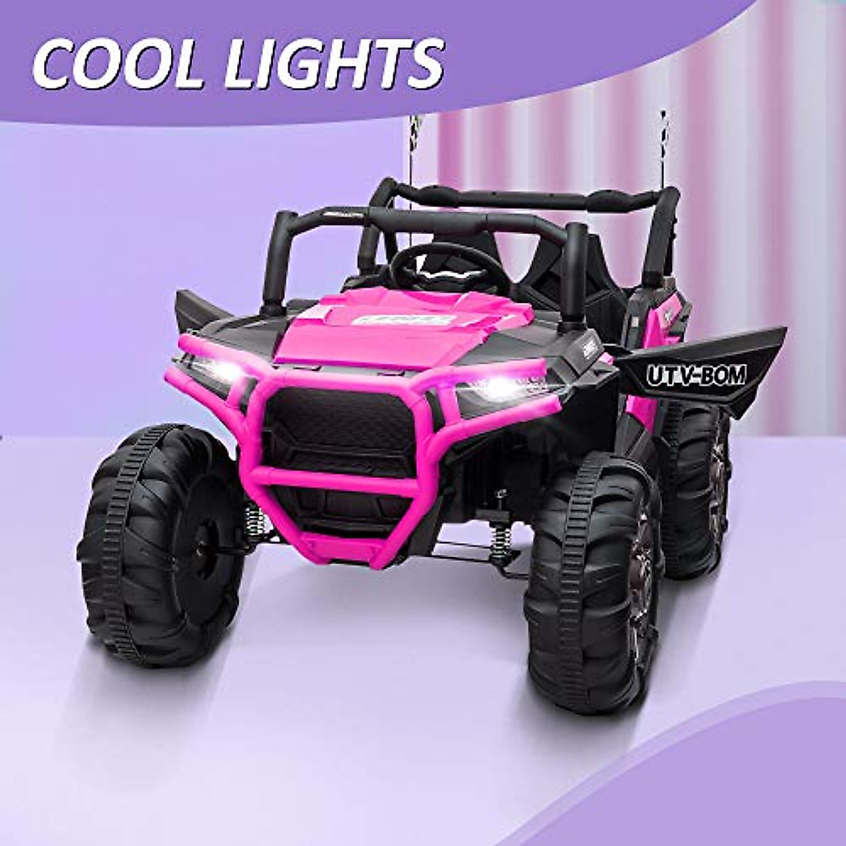 TOBBI 12V Electric Kids Ride-On Car SUV with MP3, 3 Speeds, LED Lights, 2.4G Remote Control, 4 Big Shock-Absorbing Tires, Gift,Rose Red