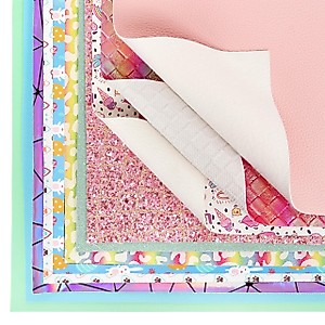 Random Pattern Faux Leather Sheets: LATIIZ 24Pcs 8X6 Inch Floral Printed Solid Colored Mixed Leatherette Sheet for Crafts Earrings