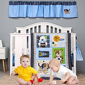 Brandream Crib Bedding Sets for Baby Boys - Sport Champ Dogs 5-Piece Nursery Set