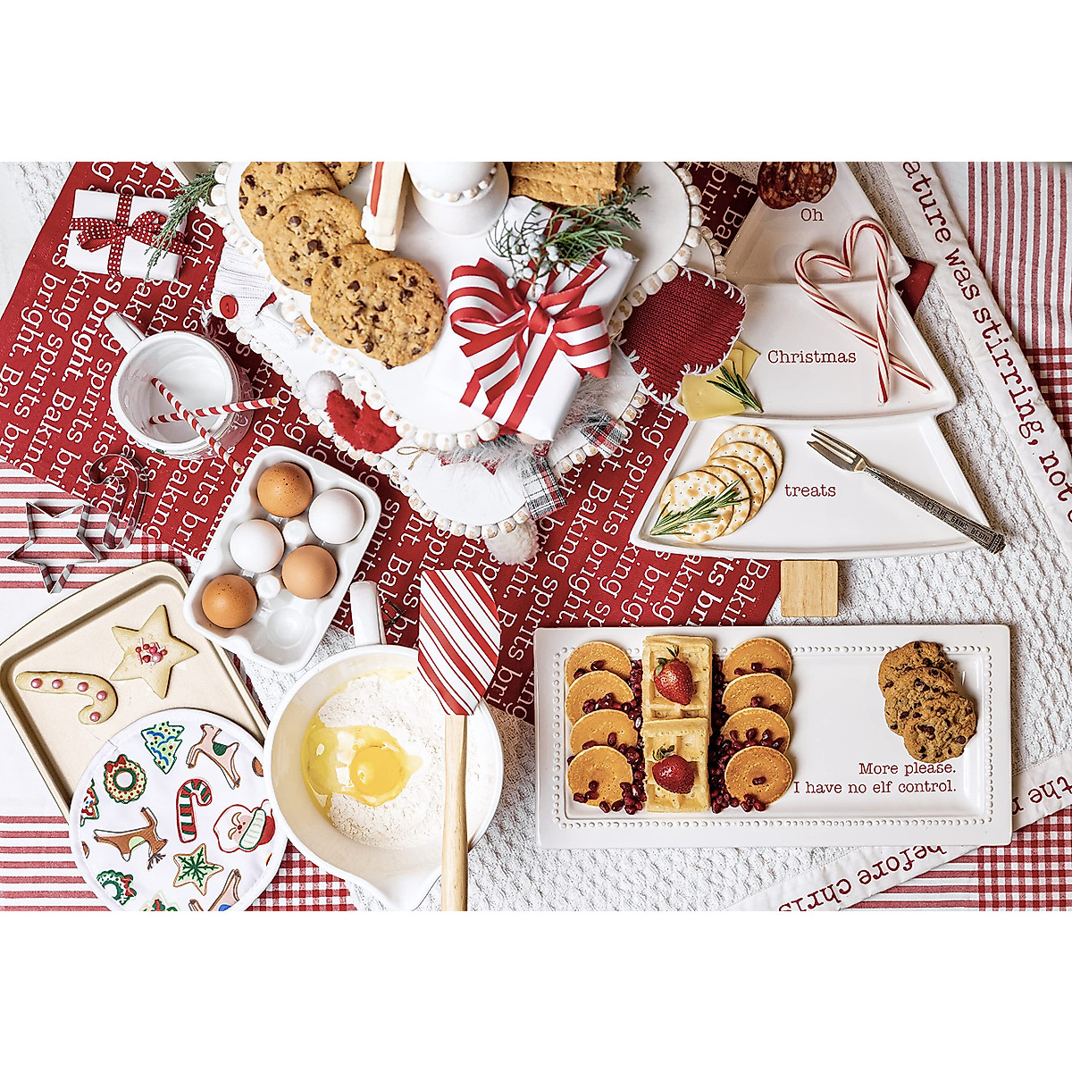 Mud Pie Circa Tree Triple Server Set, White, 15.75" x 11.5"