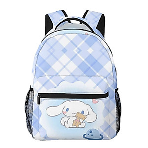 RIDD Cinnamoroll Backpack Anime Lightweight Backpack Kawaii 3d Printed Backpack Work Canvas Durable Backpack With Keychain
