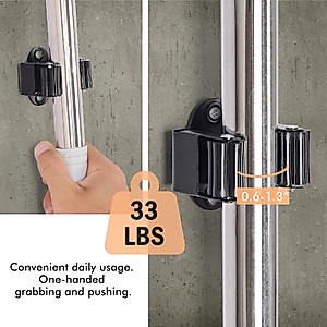 LIGHT DUST Broom Holder Wall Mount - 12 Pack Clip Hooks Mop Hanger Garage Wall Hanging Organizer - Heavy Duty Tool Hangers for Laundry Room Utility Closet Garage Garden Bathroom Tools Organization