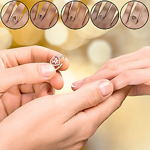 Beaux Bijoux Simulated Morganite Engagement Ring for Women | Sterling Silver Rose Gold Plated Morganite CZ Diamond Halo Ring | Square Princess Shaped Center Stone | Rose Gold Ring (Size 7)