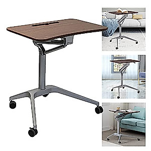 Gdrasuya10 Mobile Standing Desk, Sit Stand Freely Adjustable Computer Desk Height Aluminum Alloy Support Thicker Plate Spacious Table Top with Brake Casters for Office Room Home Use