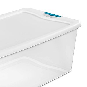 Sterilite Storage System Solution with 106 Quart Clear Stackable Storage Box Organization Containers with White Latching Lid, 20 Pack