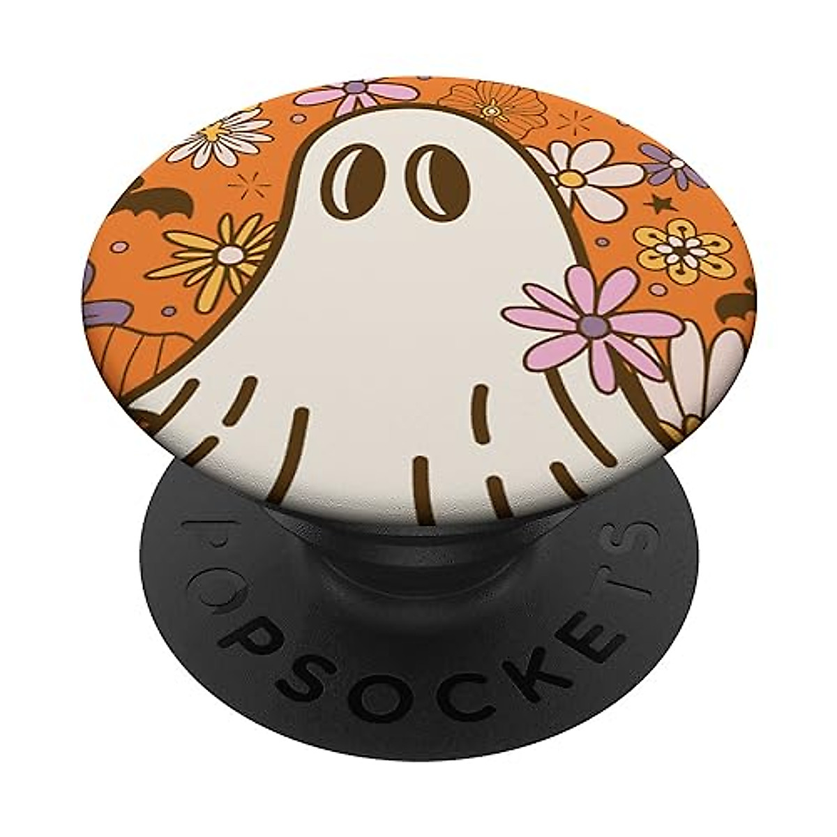 Retro 70s Hippie Floral Ghost Halloween PopSockets Standard PopGrip