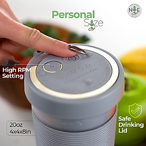 Nurtured Effect Portable Blender Cup - The Easy and Convenient Mini Blender for On-The-Go Healthy Living with 20 oz Drinking Capacity