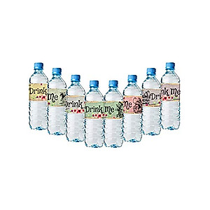 Alice in Wonderland Bottle Wraps - 24 Alice Water Bottle Labels - 8 Different Amazing layouts