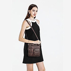 Telena Crossbody Purses for Women Medium PU Leather Shoulder Bag with Multi Pocket for Women Coffee