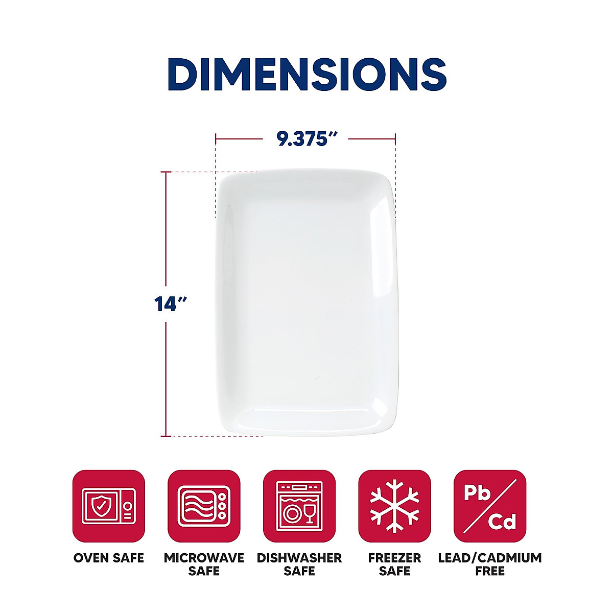 HIC Harold Import Co. HIC Kitchen Rectangular Platter, 14-Inch, White