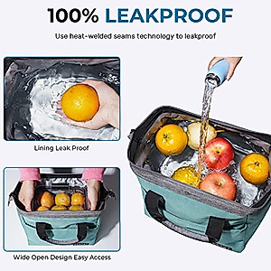Large Insulated Lunch Bag for Women Men Leakproof Lunch Tote Bags Cooler Bag for Work Travel Adult Thermal Lunch Bags for Office -10L Lunchbox - Mint Green