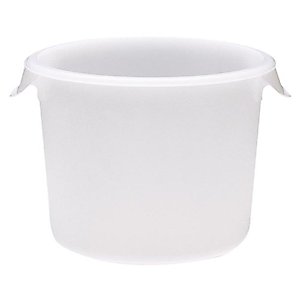 Rubbermaid Commercial Products Plastic Round Food Storage Container for Kitchen/Food Prep/Storing, 6 Quart, White, Container Only (FG572300WHT)