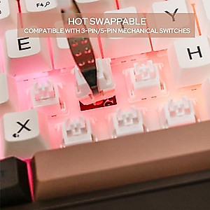 Feker IK65 VIA Programmable 2.4G/BT5.0/USB-C Mechanical Keyboard, 65% Hot Swappable Gasket-Mounted, with Sound Dampening Foams Kit, Volume-Control Knob, 4000mAh Battery, RGB for Win/Mac (Brown Knob)