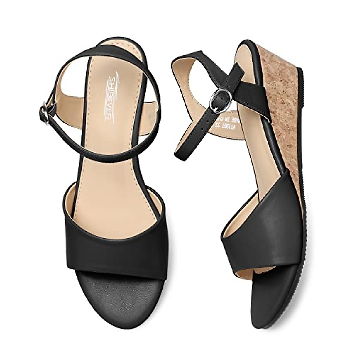 SHIBEVER Women Wedge Comfortable Sandals: Platform Dressy Walking Sandals Black Summer Fashion Casual Wedding Sandal size 8