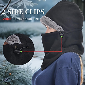 USHAKE Fleece Balaclava Women Ski Face Mask for Winter Under Armour Face Warmer for Womens Black