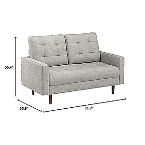 Amazon Brand – Rivet Cove Mid-Century Modern Tufted Apartment Sofa, 72"W, Light Grey