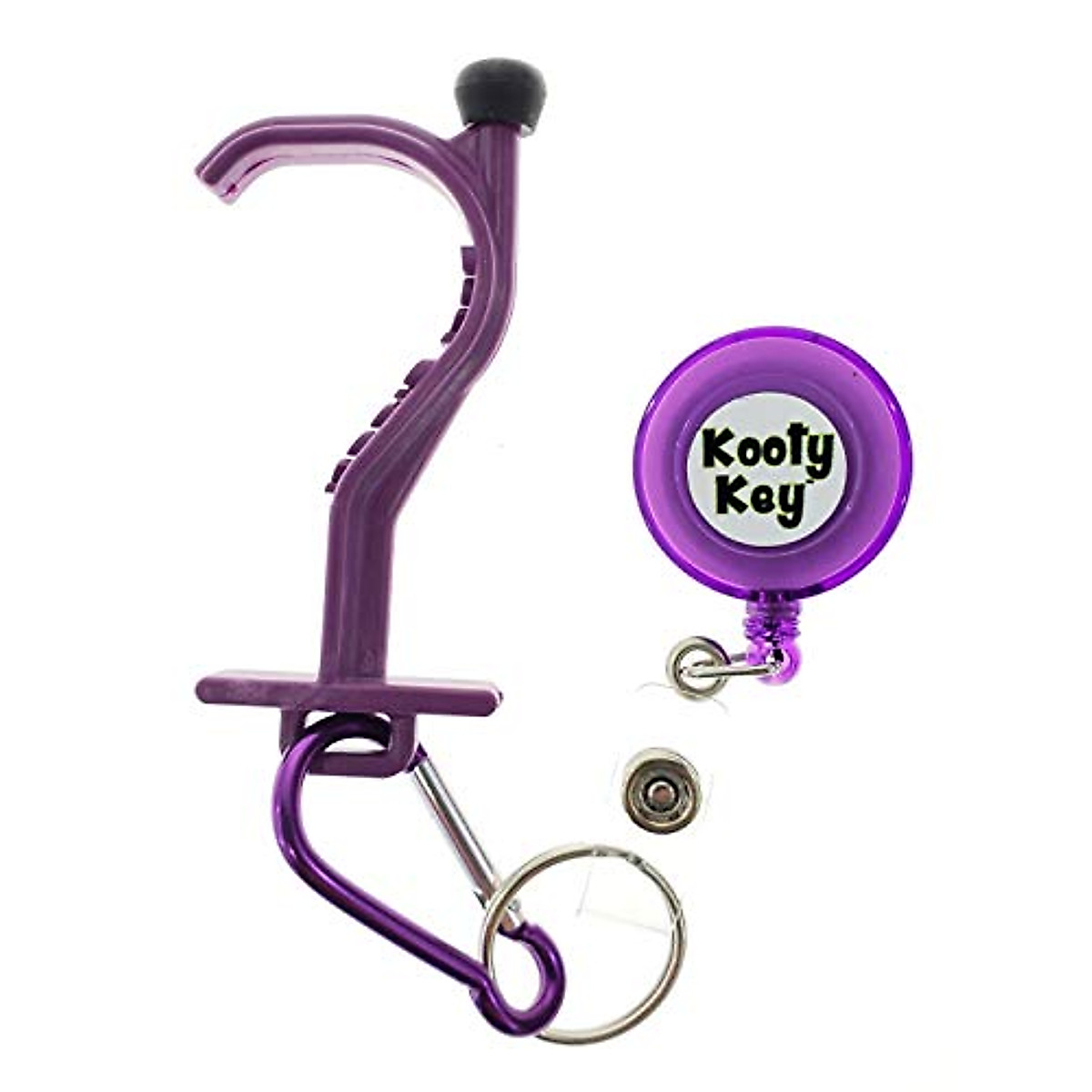 Kooty Key Germ Utility Hook Tool- Avoid Touching Bacteria Ridden Surfaces- Carabiner Included (Colors May Vary) (2 Pack, Purple)