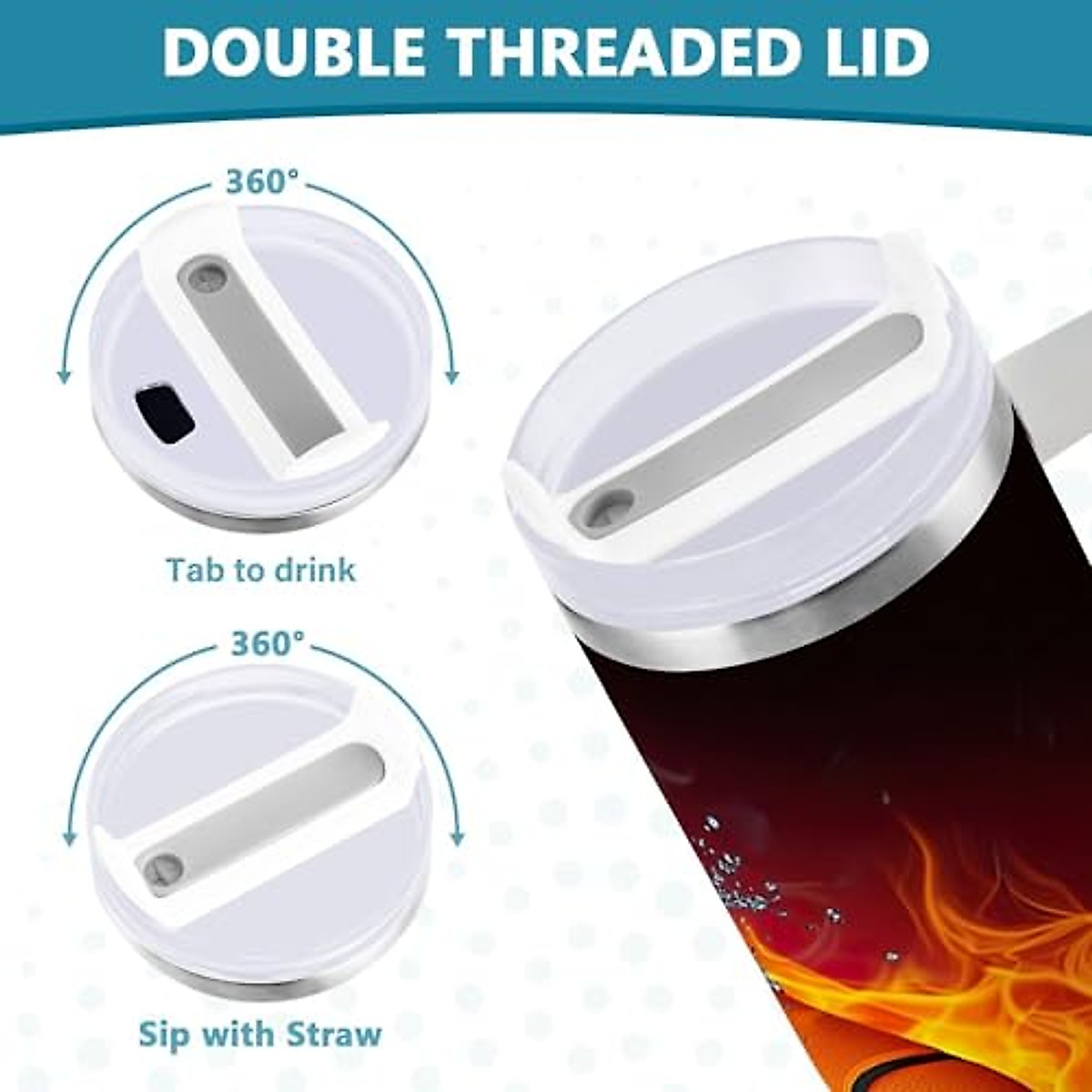 RPLIFE Fire Water Basketball Stainless Steel Coffee Tumbler, Insulated Coffee Cups with Lids, Tumblers for Women