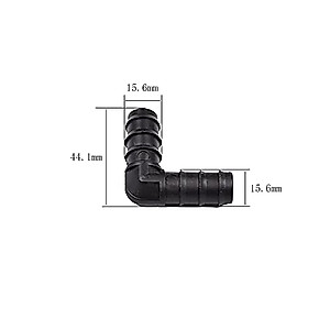Rayurain 25pieces Black Plastic 1/2 inch Barbed Insert Elbow Connectors for Irrigation Tubing 16mm (fit I.D. 0.510"–0.590")