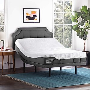LUCID L300 Adjustable Bed Base with Lucid 12 Inch Memory Foam Hybrid Mattress - Full