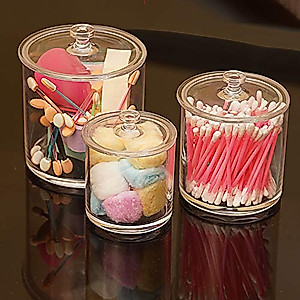SIMACOCINA Qtip Holder Set of 3 - Multipurpose Acrylic Cotton Ball Jars - Containers for Organizing - Clear Plastic Storage Canisters