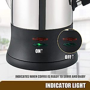 APOXCON Electric Coffee Percolator with ETL Approval, Stainless Steel Coffee Maker 1000 Watt with Simple Glass Knob Top, Auto Keep Warm Function & Cord-less Sever, Easy to Clean (12 Cup)