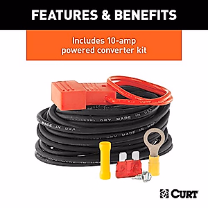 CURT 59187 Powered 3-to-2-Wire Splice-in Trailer Tail Light Converter Kit, 4-Pin Wiring Harness