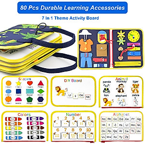 HAPTIME Busy Board for Toddlers, Montessori Sensory Board for 1 2 3 4 Year Old Toddler to Develop Basic Life Fine Motor Skill,Road Trip Essentials Kids Early Educational Activity Toy for Boy and Girl