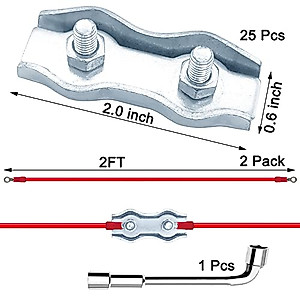 GradenNow Upgraded 25 PCS M5 Poly Rope Connector Wires Splicer Galvanized Steel Connector Kit for Electric Fences + 3 PCS Polyrope to Polyrope Connector Silicone Copper Conductive Wires + Sleeve Tool