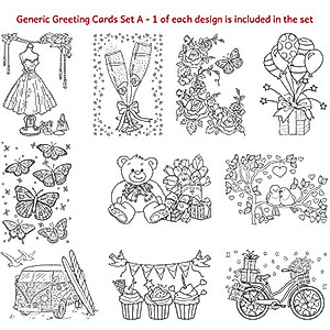 Art Eclect Adult Coloring Greeting Cards for Birthday, Anniversary and Every Occasion (10 Cards With 10 Different Unique Designs and 10 Colored Envelopes Included, Set A/Rainbow)