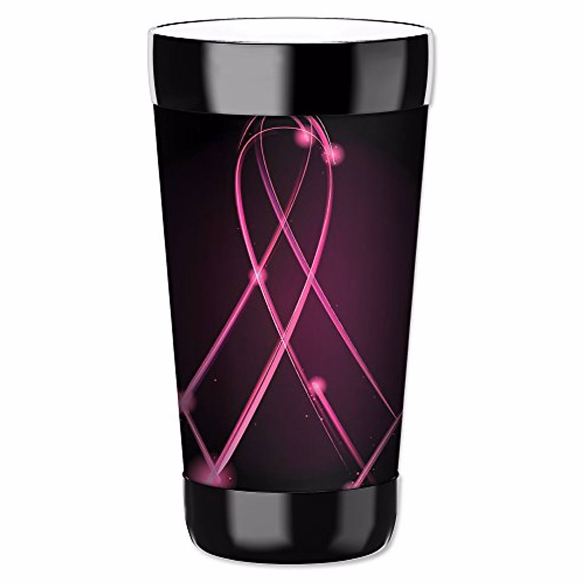 Mugzie 16 Ounce Travel Mug - Drink Cup with Removable Insulated Wetsuit Cover - Breast Cancer Awareness