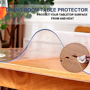 Multi-Size 24x48" Clear Table Protector Kitchen Dining Room Wood Furniture Cover Screen Protection Plastic Tablecloth Mat Wipeable Easy Clean Desktop Protective Pad PVC Vinyl Coffee Side Tabletop