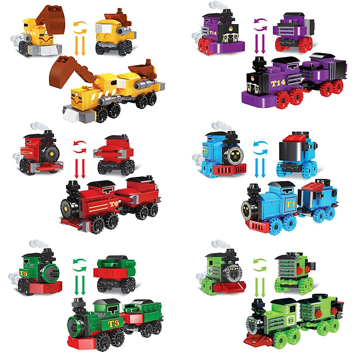 12PCS PreFilled Easter Eggs with Train Building Blocks Set for Kids Easter Basket Stuffers, Easter Basket Filler, Easter Eggs Hunt, Easter Party Favors Classroom Prize Supplies