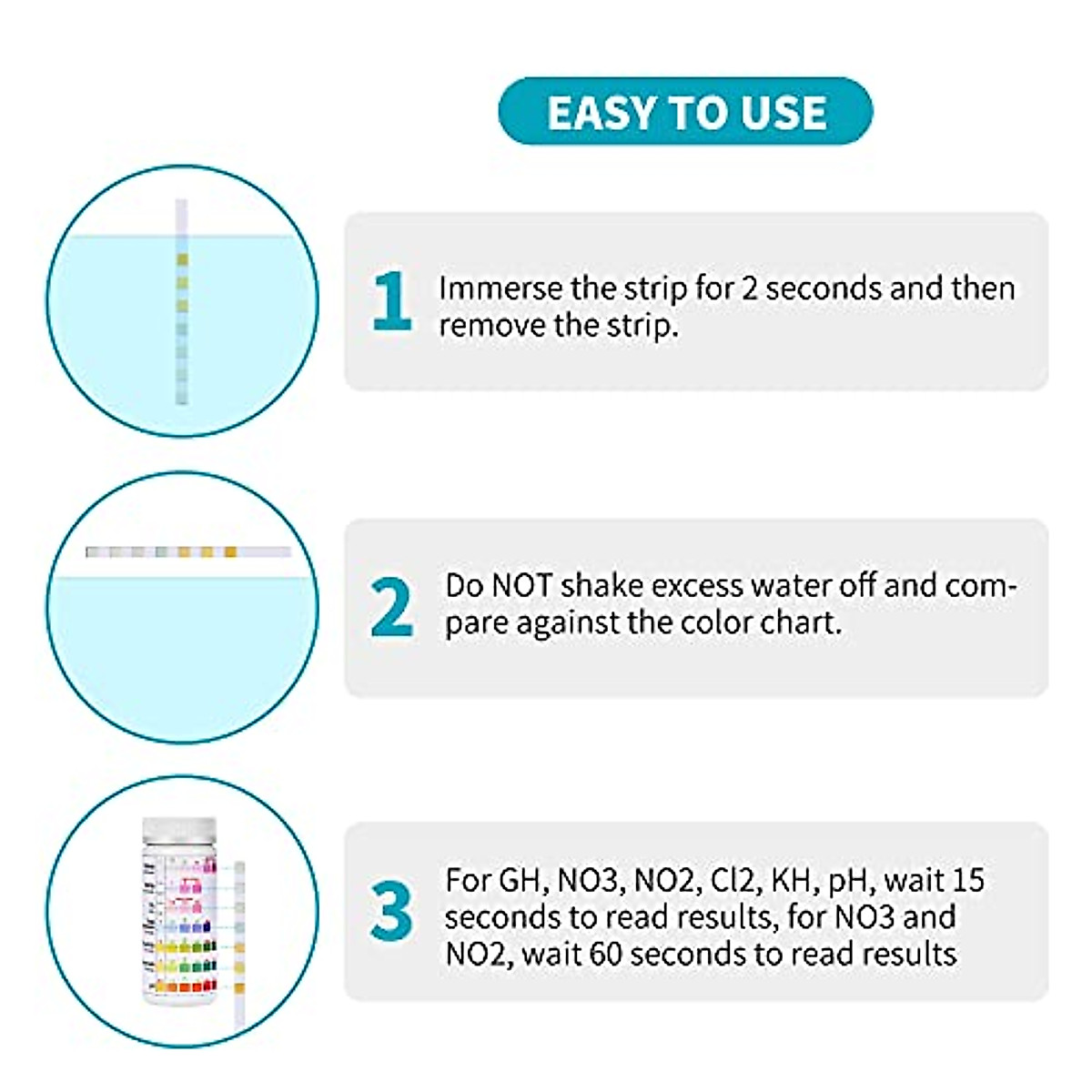 7-Way Aquarium Test Strips, 100 Strips Aquarium Testing Kit for Freshwater Saltwater, Fish Tank Pond Test Strips Testing pH, Alkalinity, Nitrite, Nitrate, Chlorine, Carbonate, Hardness