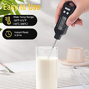 BlueSwan Meat Thermometer, Digital Instant Read Kitchen Food Thermometer, IP66 Waterproof 5.1" Long Probe Thermometer for Cooking, Grilling, Candy, Oil, Milk