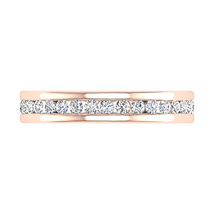 FINEROCK 1/2 Carat Channel Set Diamond Wedding Eternity Ring Band in 14K Rose Gold (Ring Size 5.5)