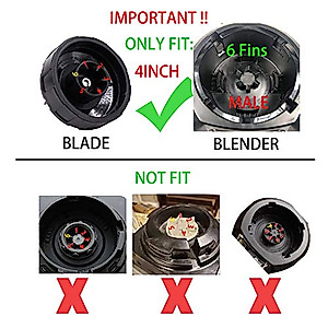6 Fins Blender Blade 4inch Female Blade for Nutri Ninja iQ 900W BL454-70 BL455-70 and 1000W BL481-70 BL482-70 BL483-70 BL480 BL480D Blender Replacement Parts